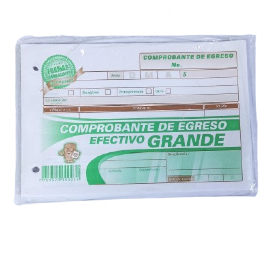 Comprobante De Egreso Efectivo Formas Comerciales